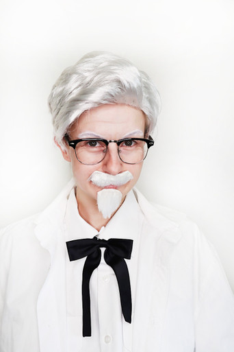 Colonel KFC Grey Wig with Mo Goatee Glasses -By Allaura