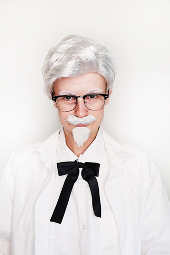 Colonel KFC Grey Wig with Mo Goatee Glasses -By Allaura