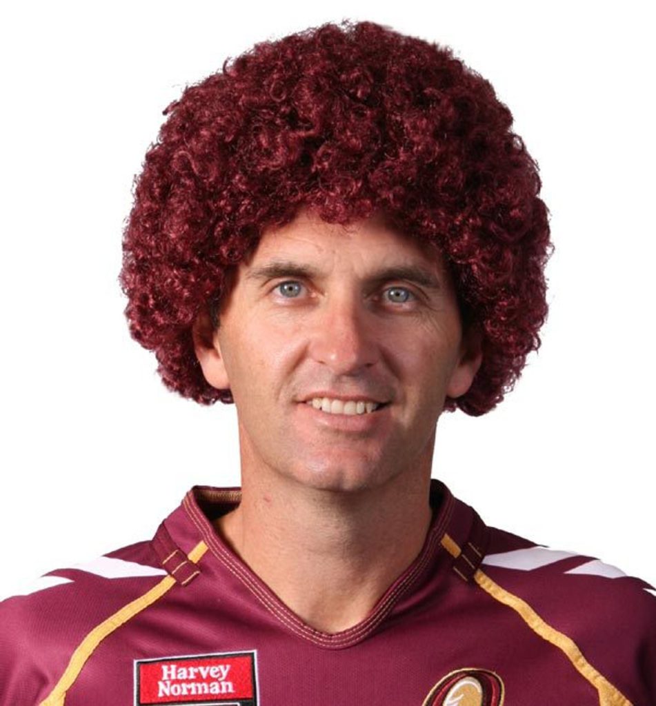Maroon Afro QLD State Of Origin Costume Wig By Allaura - Becs Costume Box