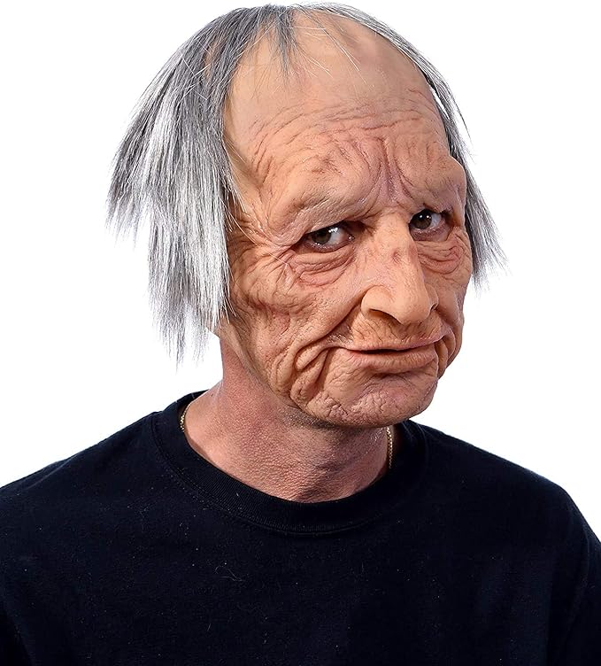 Old Man Grandpa Mask with Wig