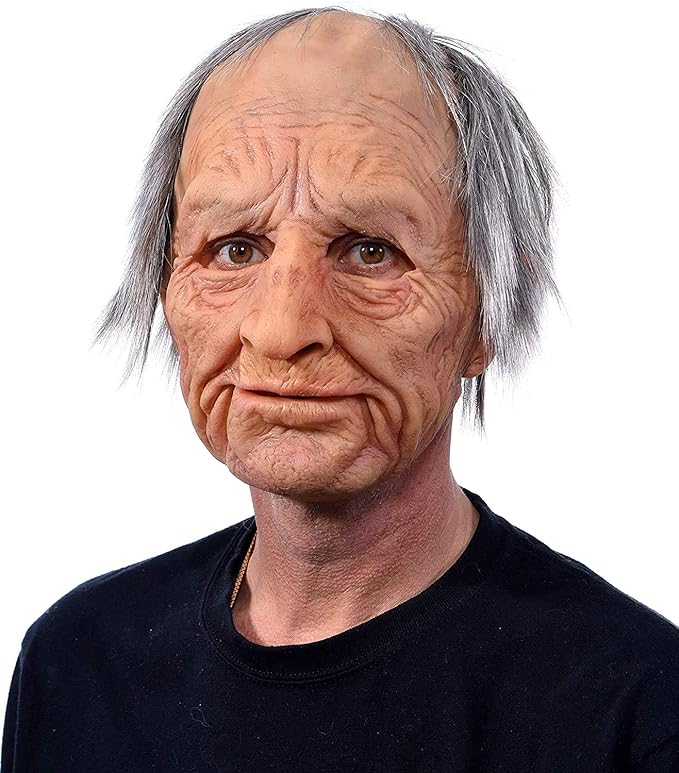 Old Man Grandpa Mask with Wig