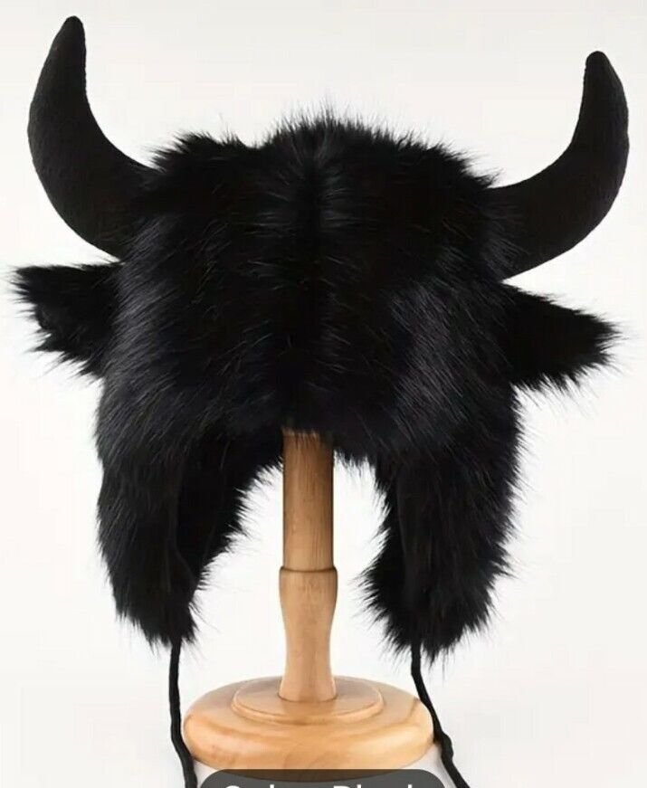Viking Brown Fur Helmet with Horns